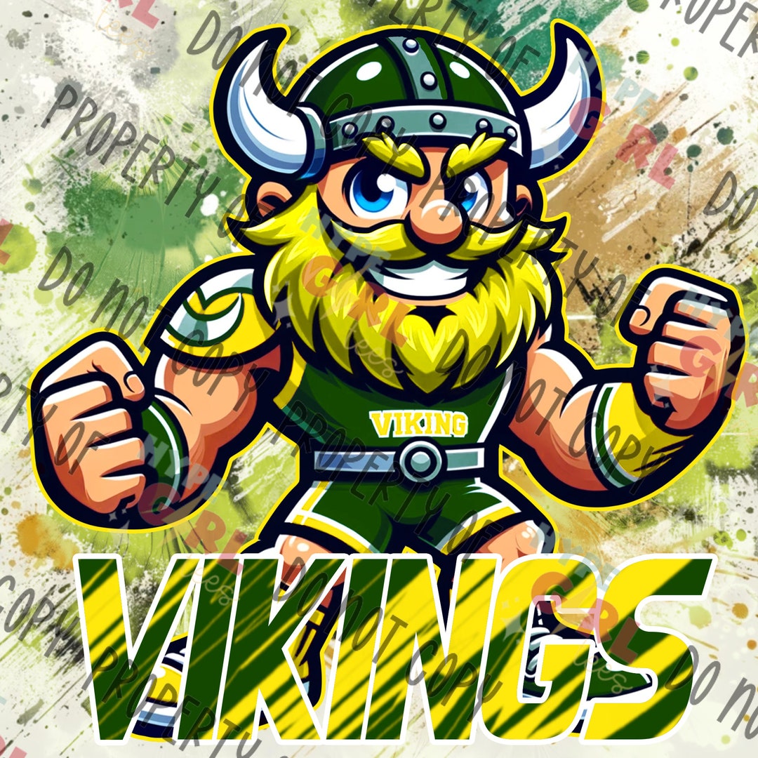Vikings Wrestling Mascot PNG Digital File Green & Yellow Variation ...