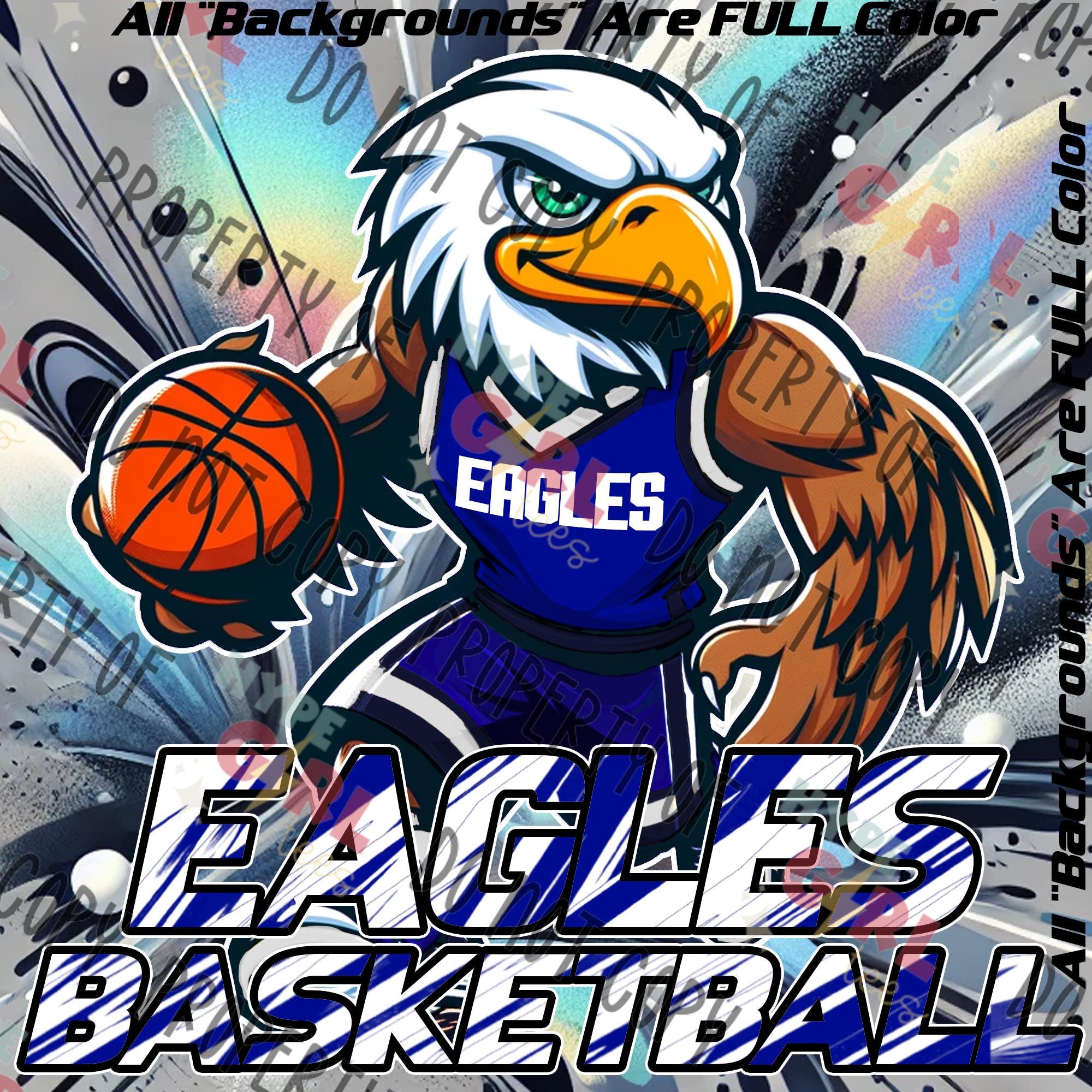 Eagles Basketball Mascot Design Digital File PNG. Blue & White ...