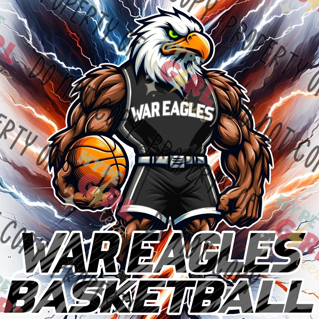 War Eagles Basketball Mascot PNG Digital File. Black & Grey Version. Other Colors Available! See ...