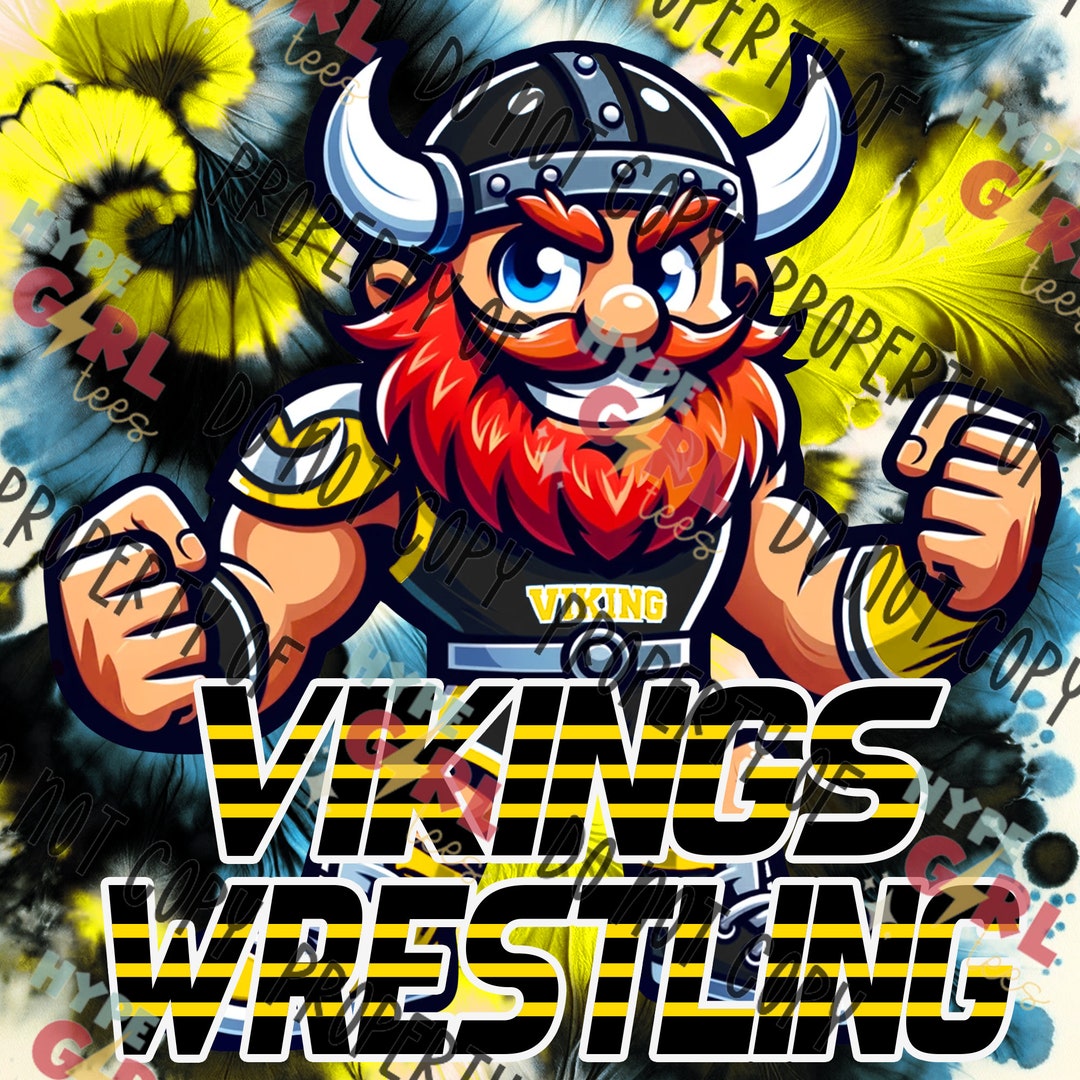 Vikings Wrestling Mascot PNG Digital File Black & Gold Variation. Other ...
