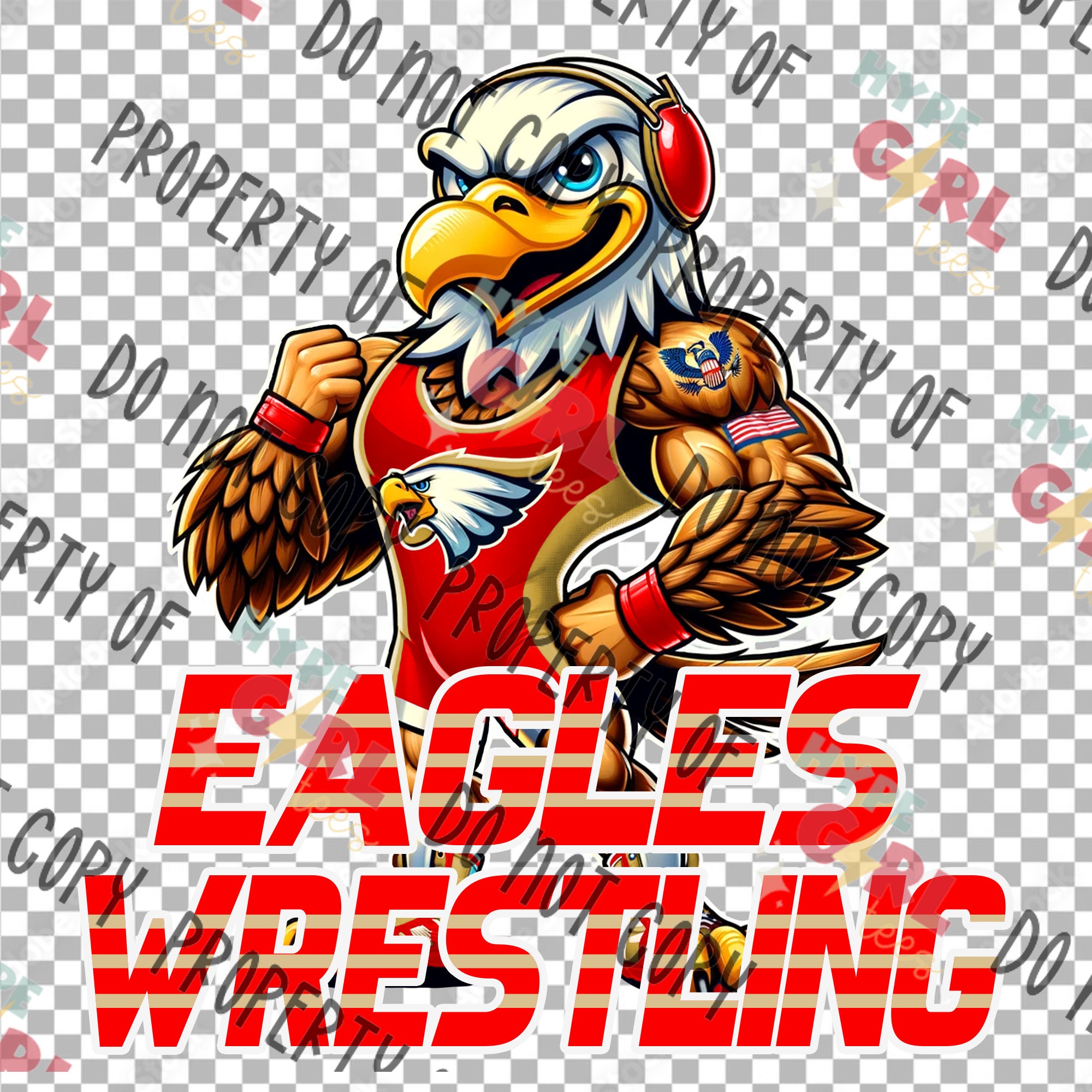 Eagle Wrestling Mascot PNG Files, Red & Vegas Gold. Other Colors ...