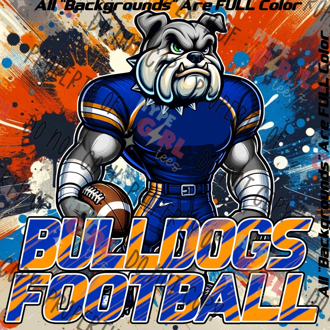 Bulldogs Football PNG Digital File. Blue & Orange Variation. Other ...
