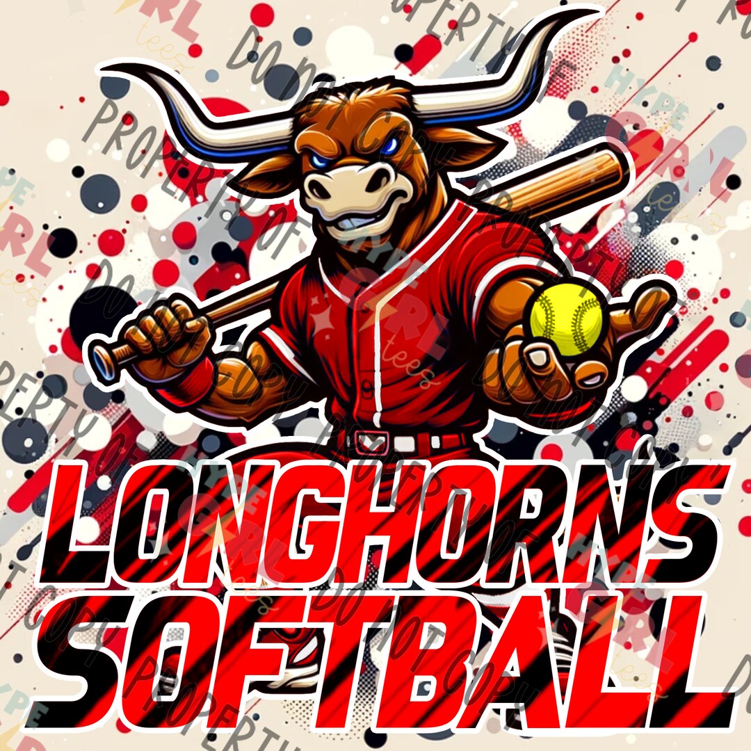 Longhorns Baseball Mascot PNG Digital File. Red & White Version, Other ...