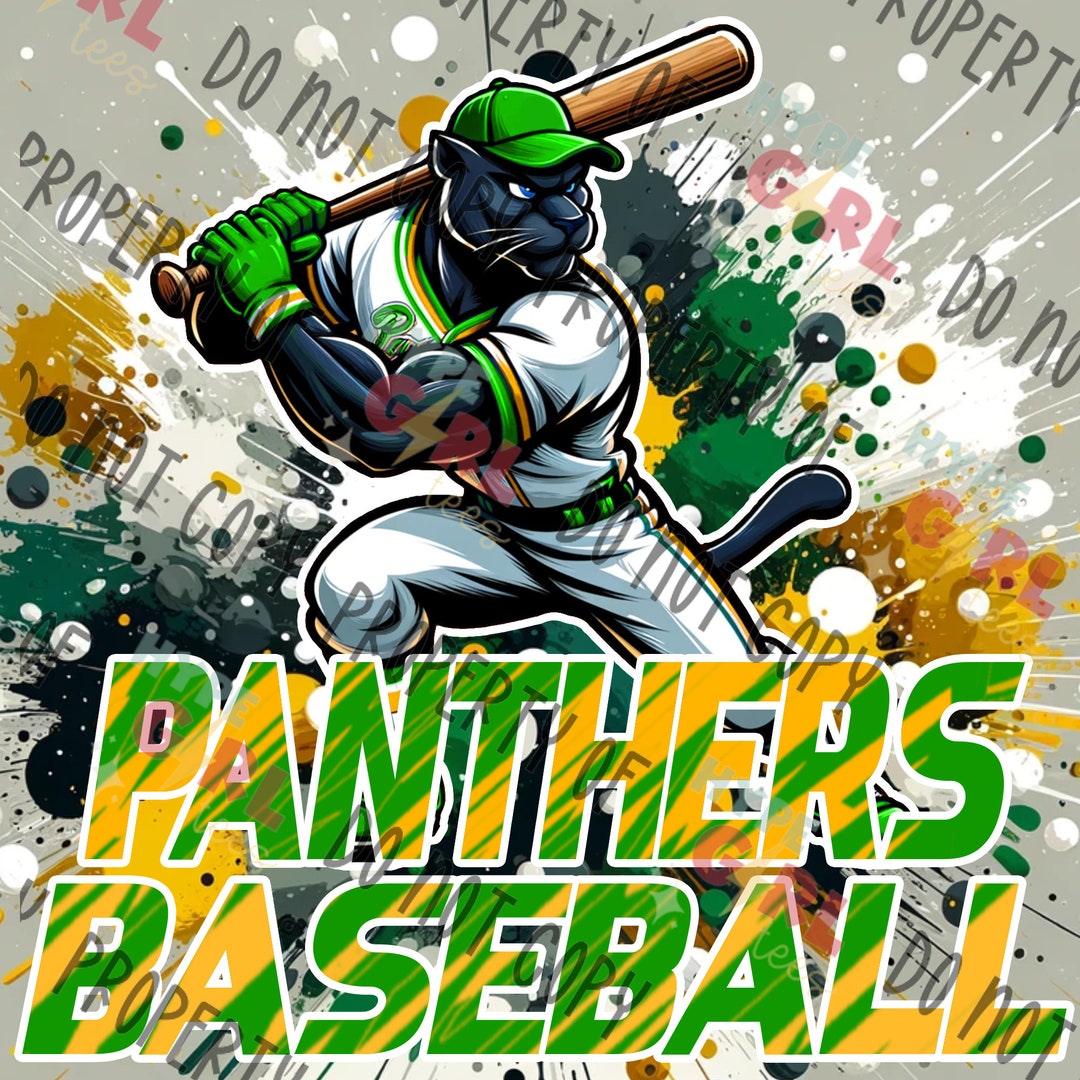 Panther Baseball Mascot PNG Digital File. Green & Gold Variant. OTHER ...