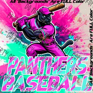 Panther Baseball / Softball Design PNG Digital File. Pink & Turquoise ...