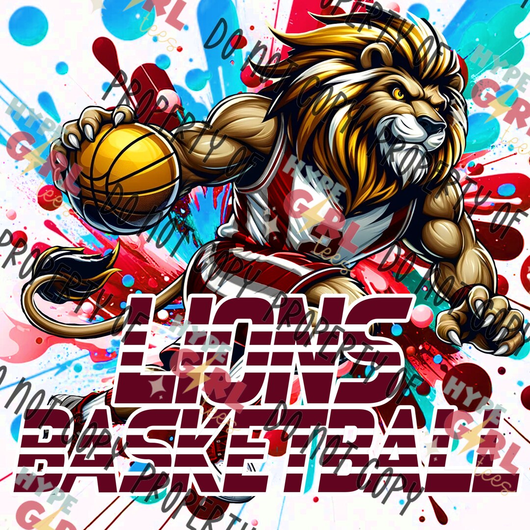 Lions Basketball Mascot PNG, Digital File. Lion Logo. Maroon & White ...