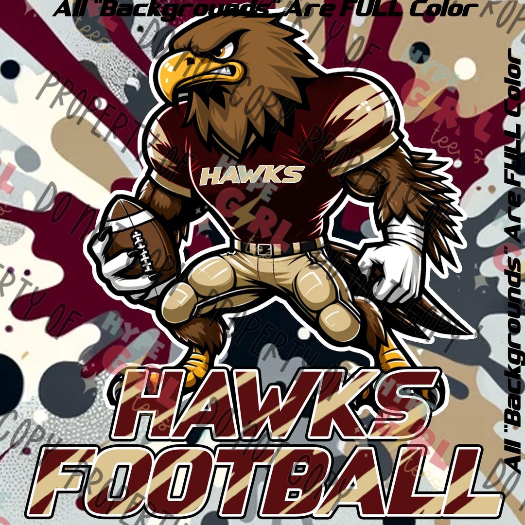 Hawks Football PNG Digital File. Maroon & Vegas Gold Variation. Other ...