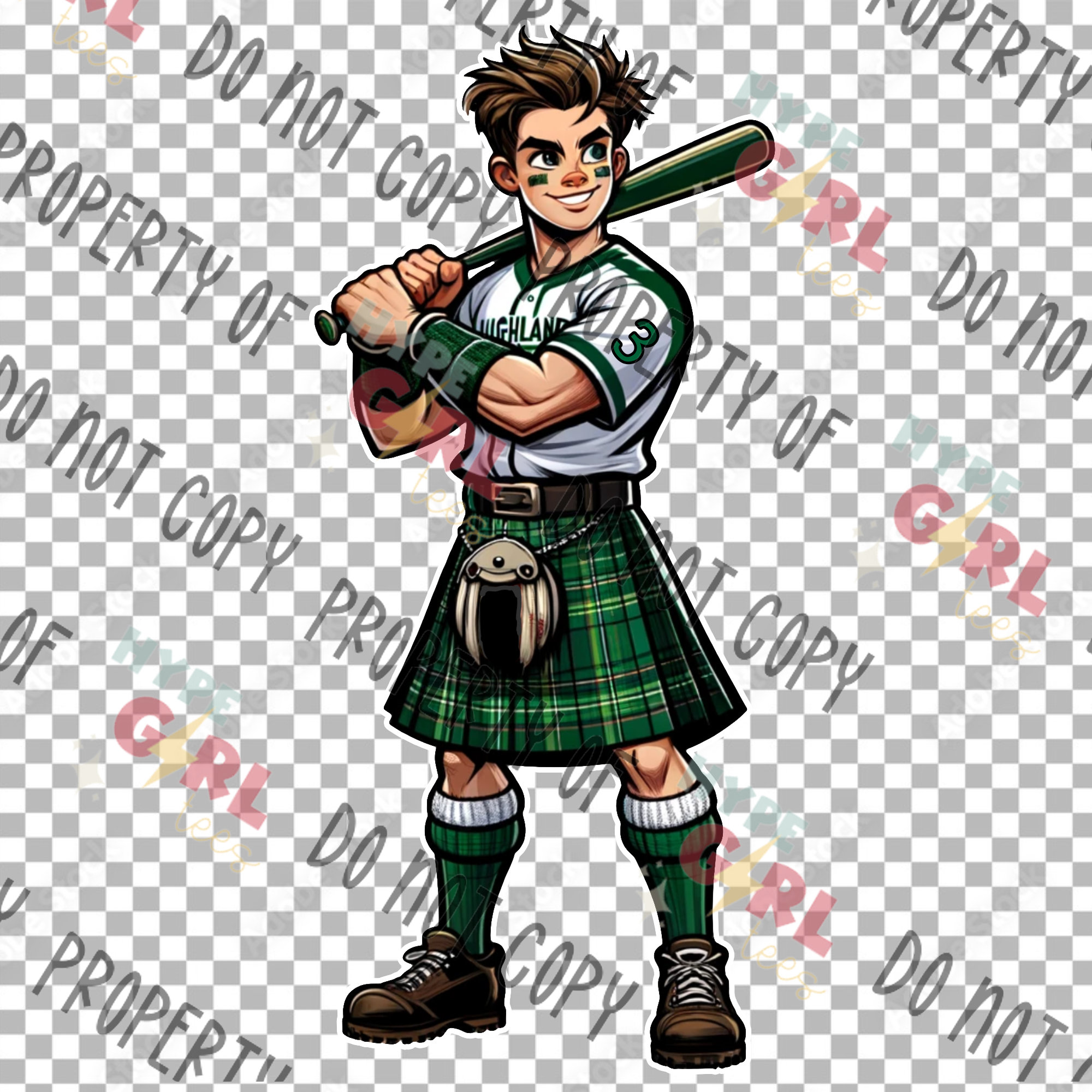 Highlanders Baseball Design PNG Digital File. Green & White Variation ...