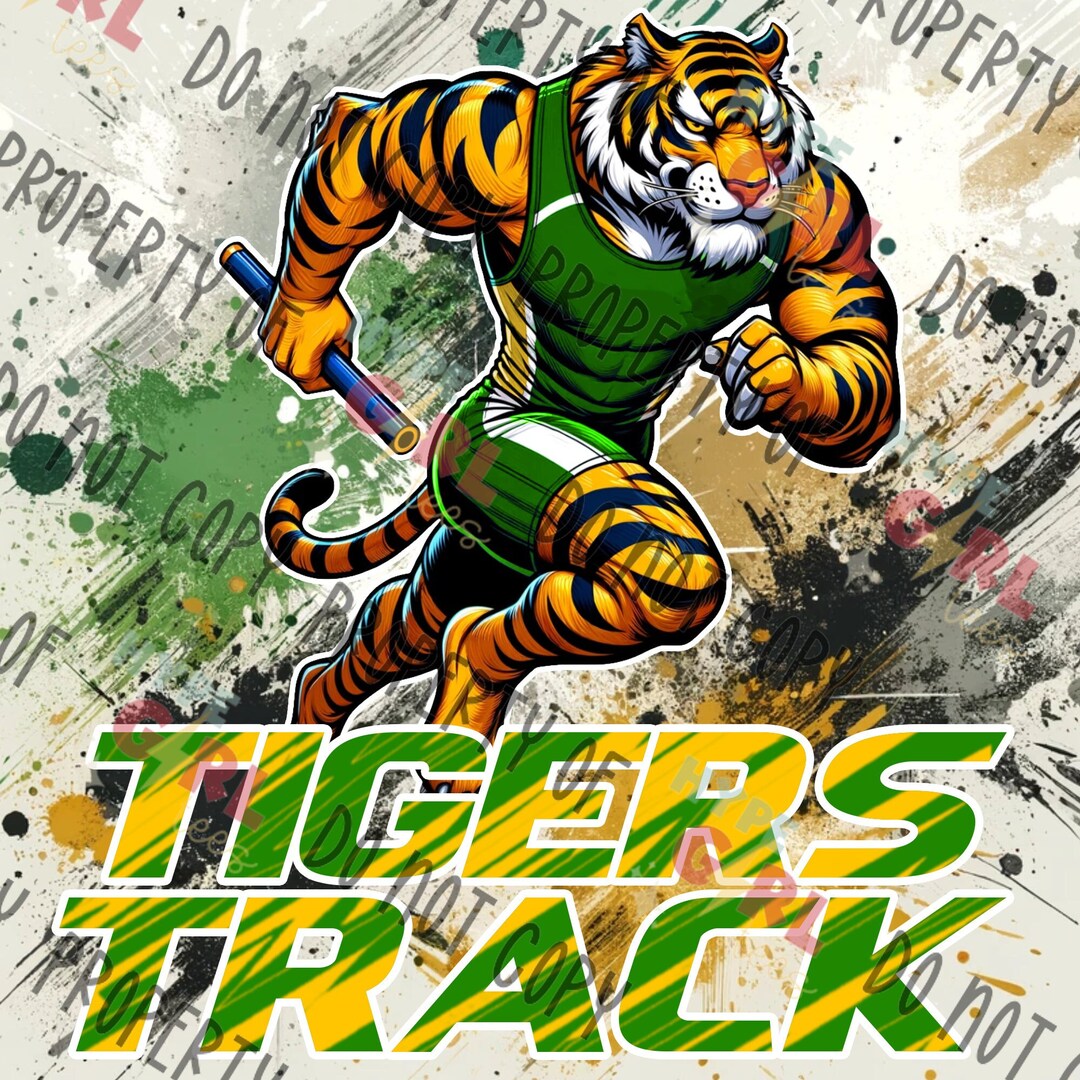 Tigers Track Mascot PNG Digital File. Green & Gold Variant. OTHER ...