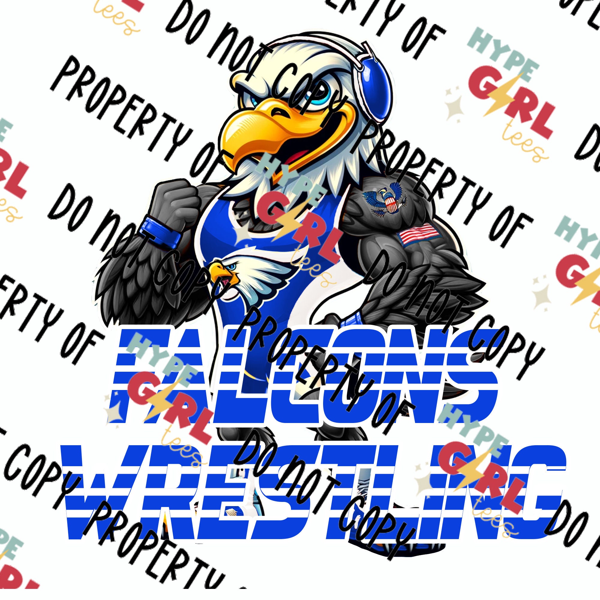 Falcons Wrestling Mascot PNG Digital File Blue & White - Etsy