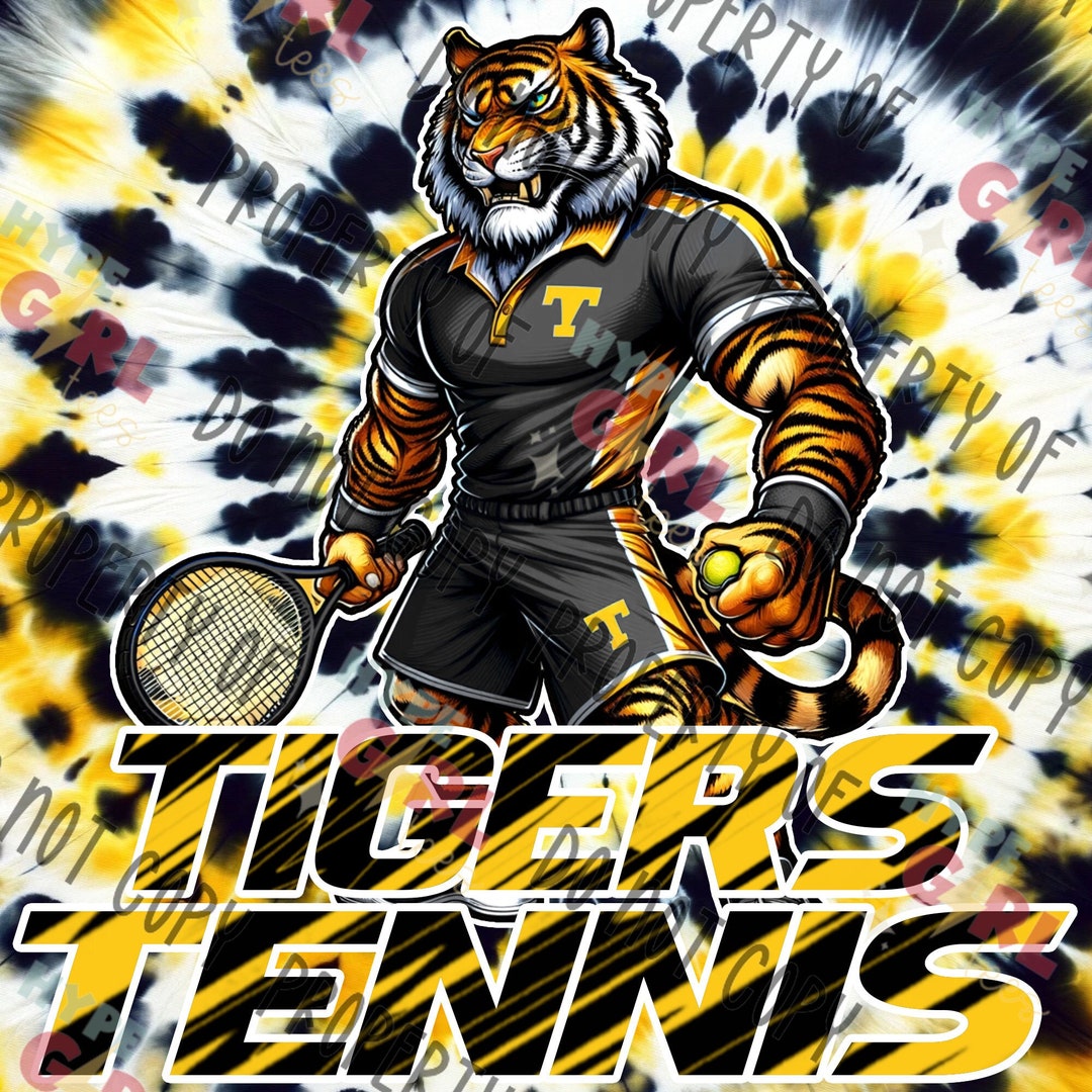 Tigers Tennis Mascot PNG Digital File. Black & Gold Variant. OTHER ...
