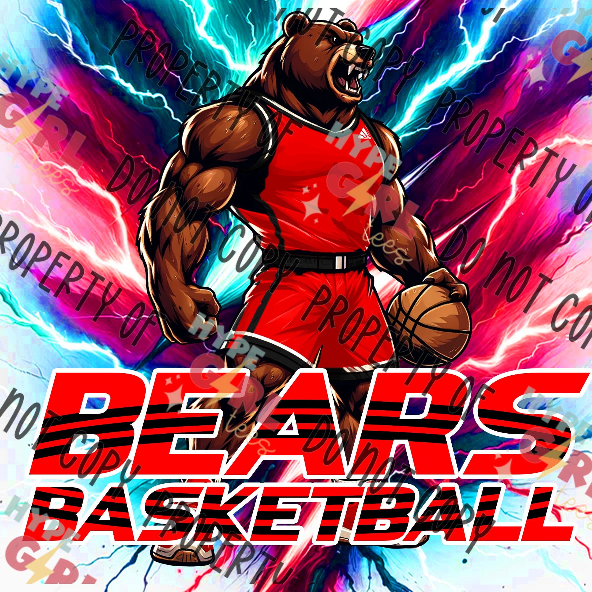 Bears Basketball Mascot PNG, Digital File. Bears Logo. Red & White ...
