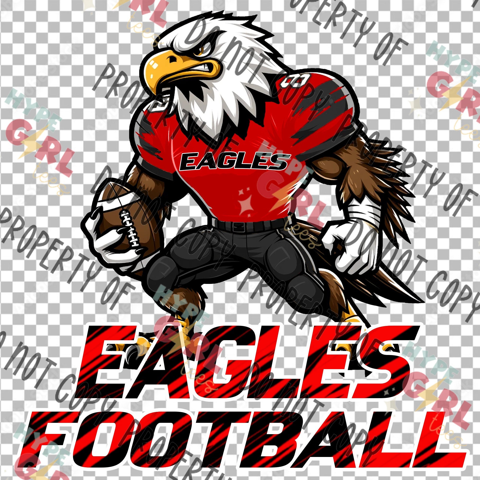 Eagles Football PNG Digital File. Red & Black Variation. Other Colors ...