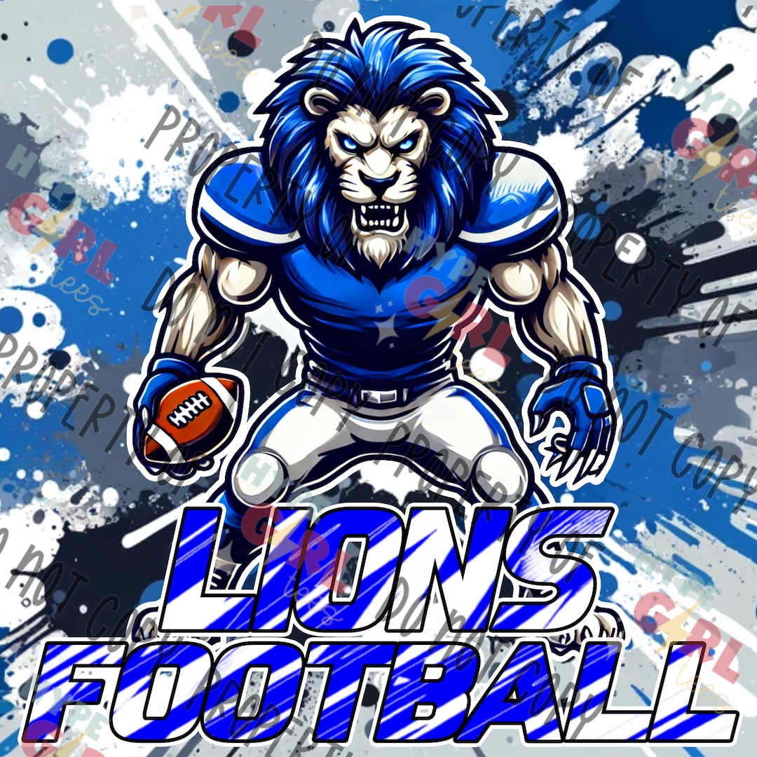 Lions Football PNG Digital File. Blue & White Variation. Other Colors ...