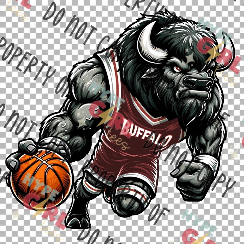 Buffalo Basketball Mascot PNG Digital File. Maroon & White Buffalo Logo ...