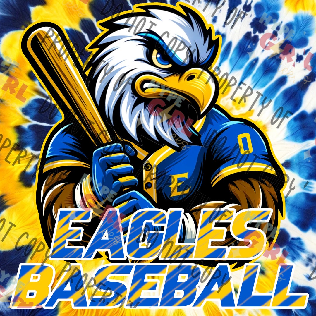 Eagles Baseball Mascot PNG Digital File. Blue & Yellow Variant. OTHER ...