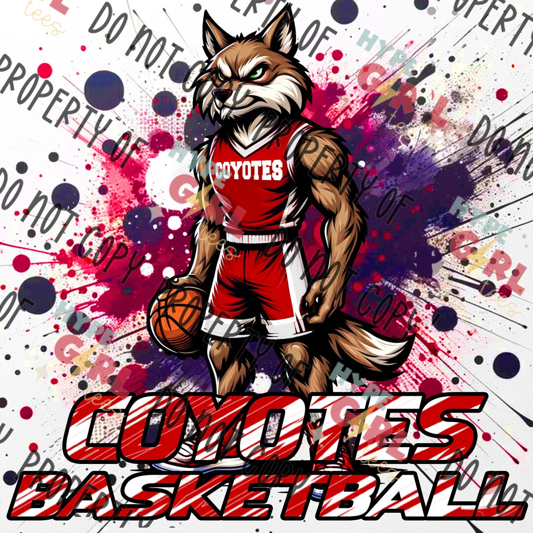 Coyotes Basketball Mascot Digital File Red & White Variation. Other ...