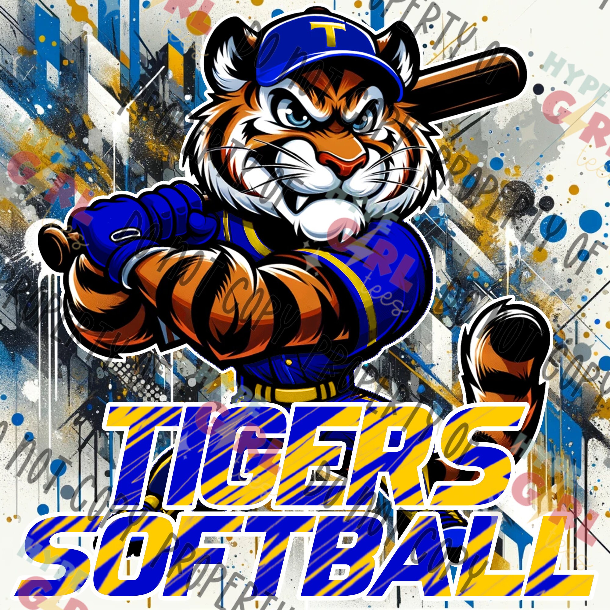 Tigers Baseball / Softball Mascot PNG Digital File. Blue & Gold, Other ...