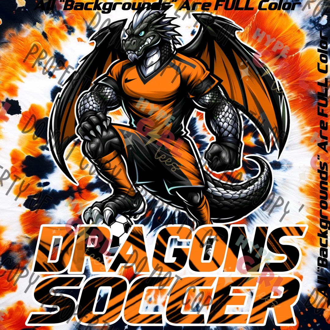 Dragons Soccer Mascot PNG Digital File Black & Orange Version. OTHER ...