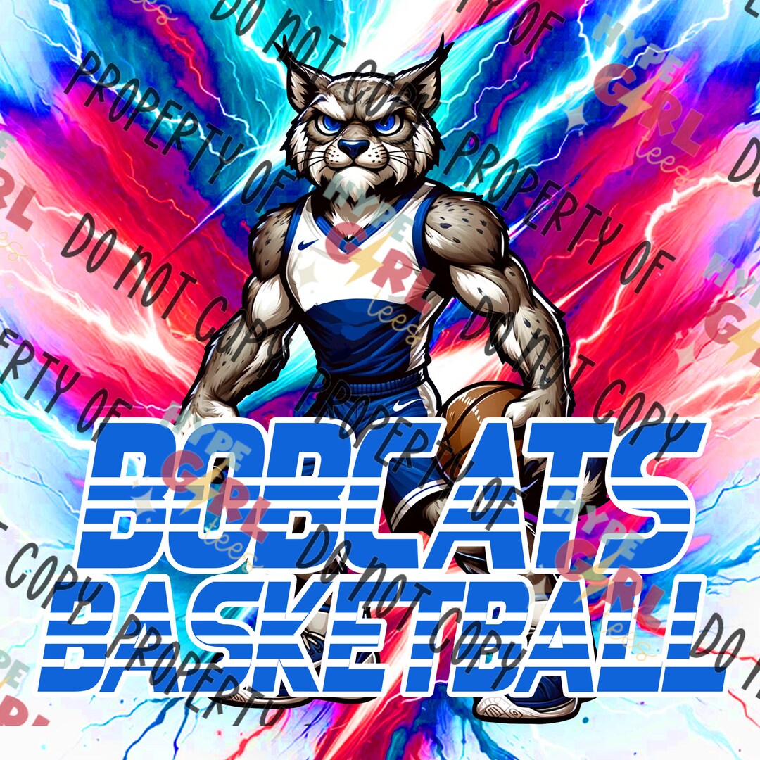 Bobcats Basketball Mascot PNG, Digital File. Bobcat Logo. Blue & White ...