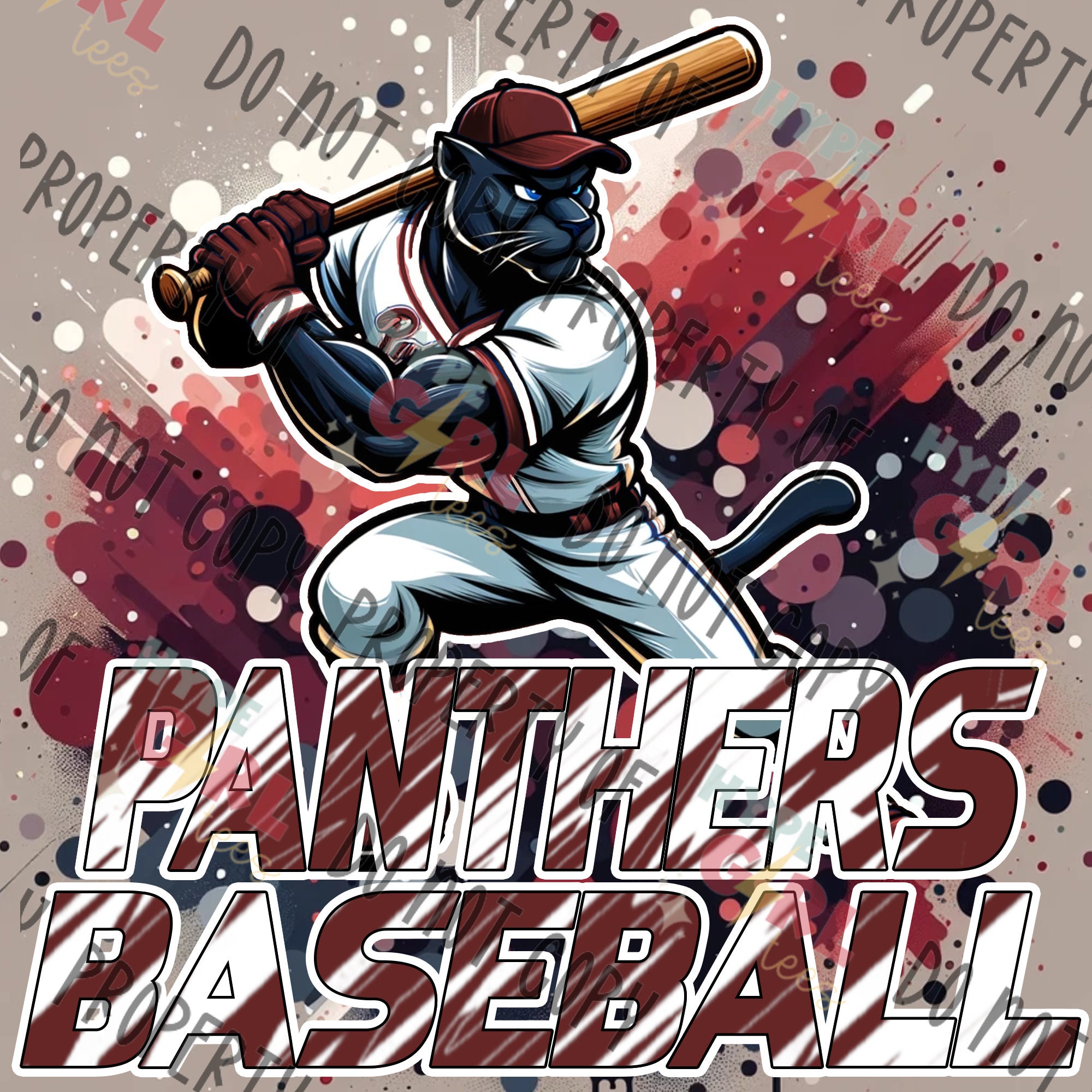 Panther Baseball Mascot PNG Digital File. Maroon & White Variant. OTHER ...