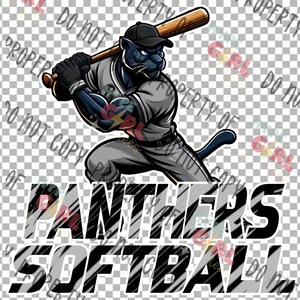 Panther Baseball Mascot PNG Digital File. Black & Grey Variant. OTHER ...