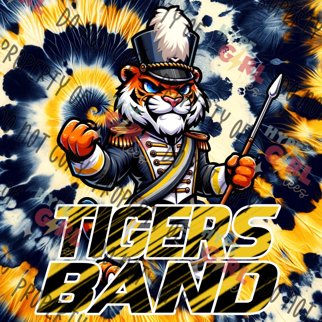Tigers Marching Band Mascot PNG Digital File. Black & Gold Variant ...