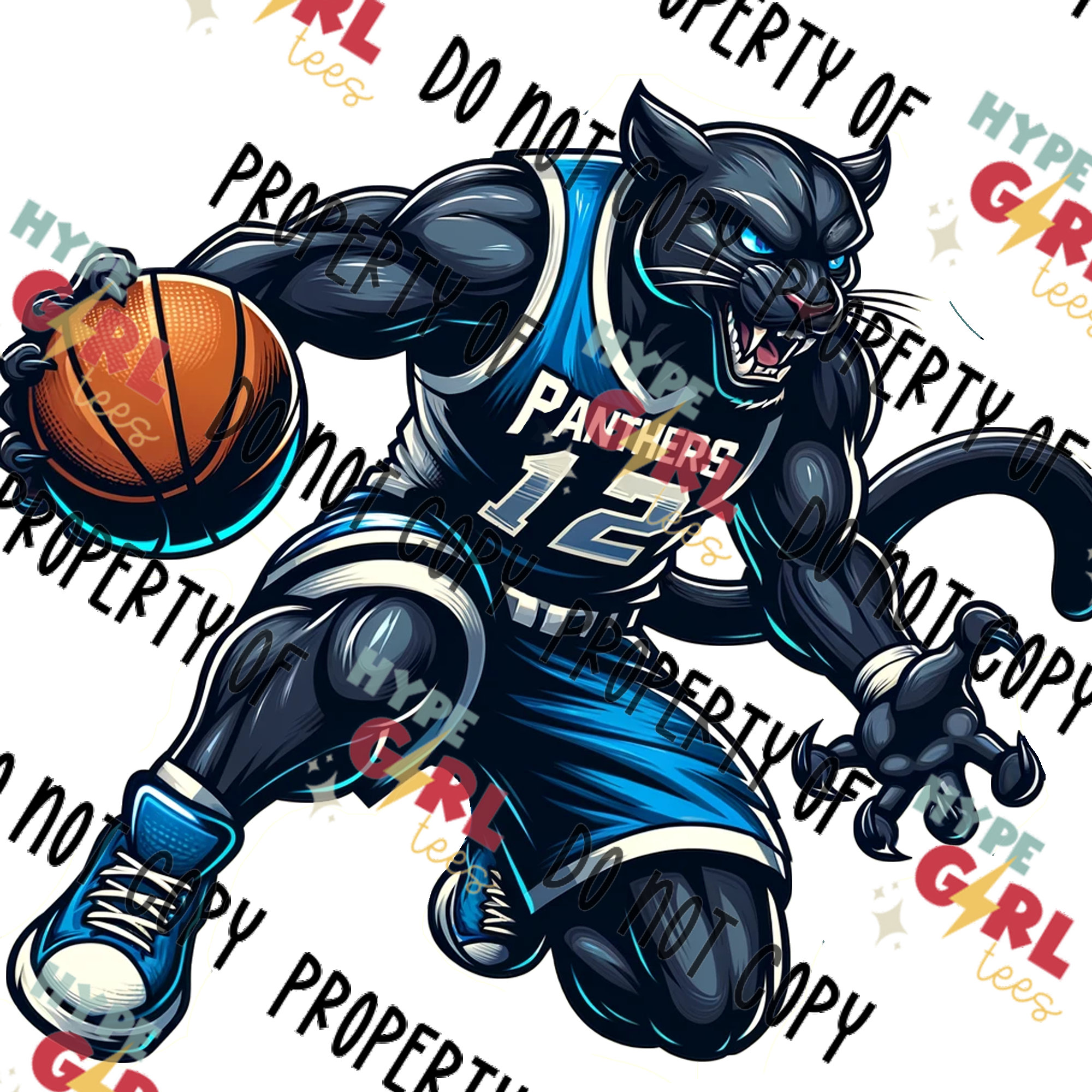 Panther Basketball Mascot PNG Digital File. Blue and White Panther Logo ...