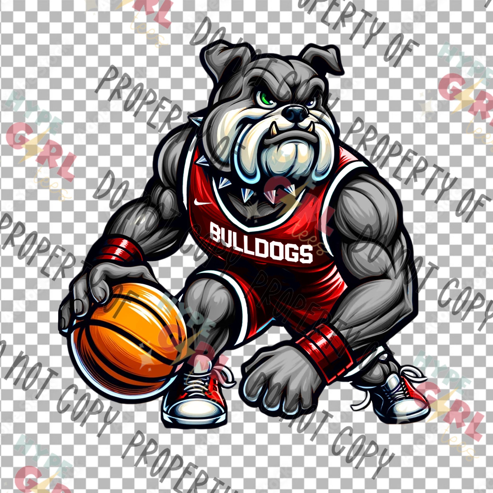 Bulldogs Basketball Mascot Design PNG. Red and White Variation, Other ...