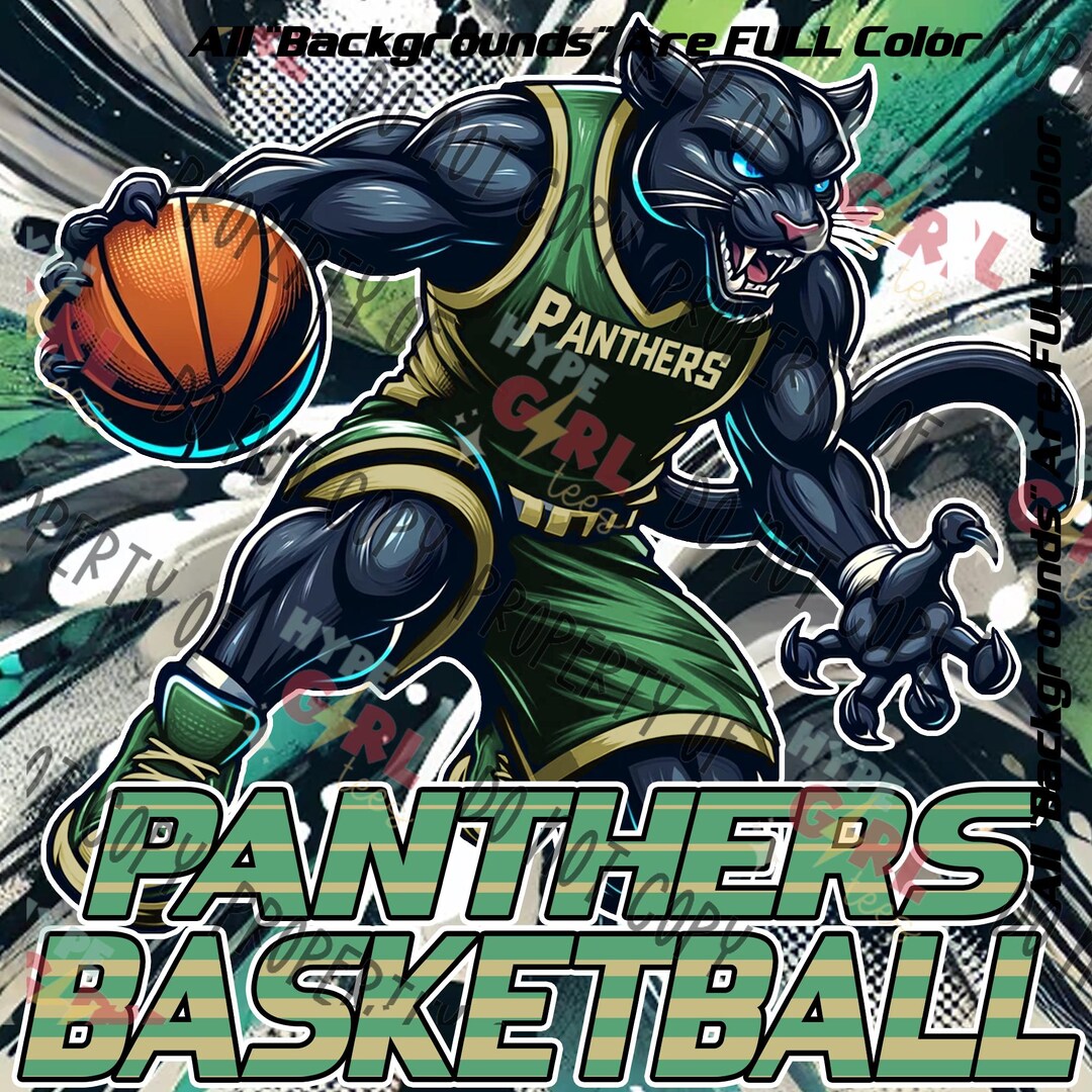 Panther Basketball PNG Digital File. Green and Vegas Gold Variation ...