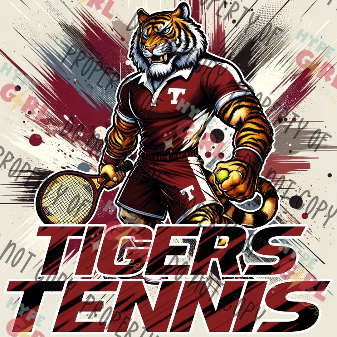 Tigers Tennis Mascot PNG Digital File. Maroon & White Variant. OTHER ...