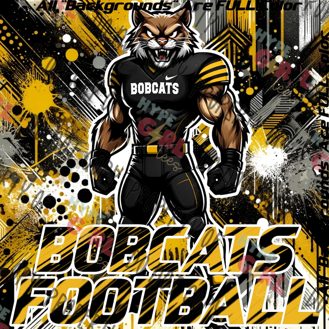 Wildcats / Bobcats Football PNG Digital File. Black & Gold Variation ...