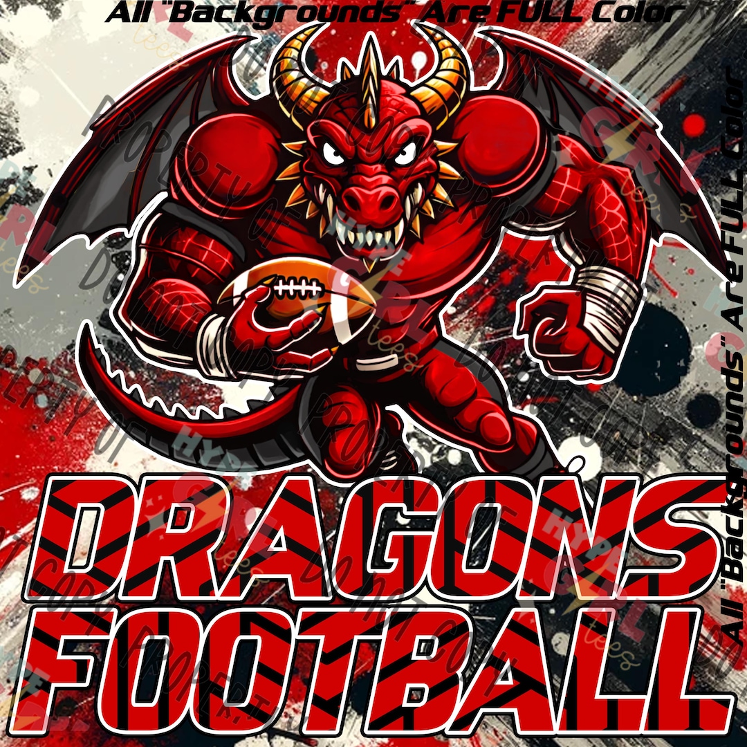 Dragons Football Design PNG Digital File. Red & Black Variation. Other ...