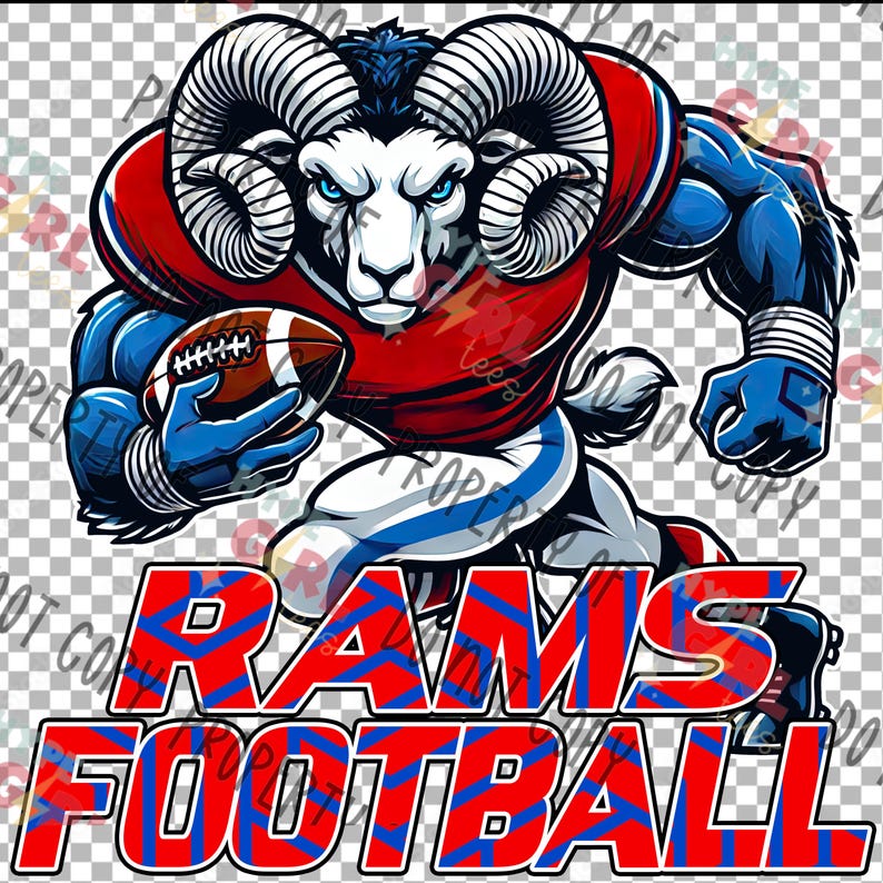 Rams Football Design PNG Digital File. Red & Blue Variation. Other ...