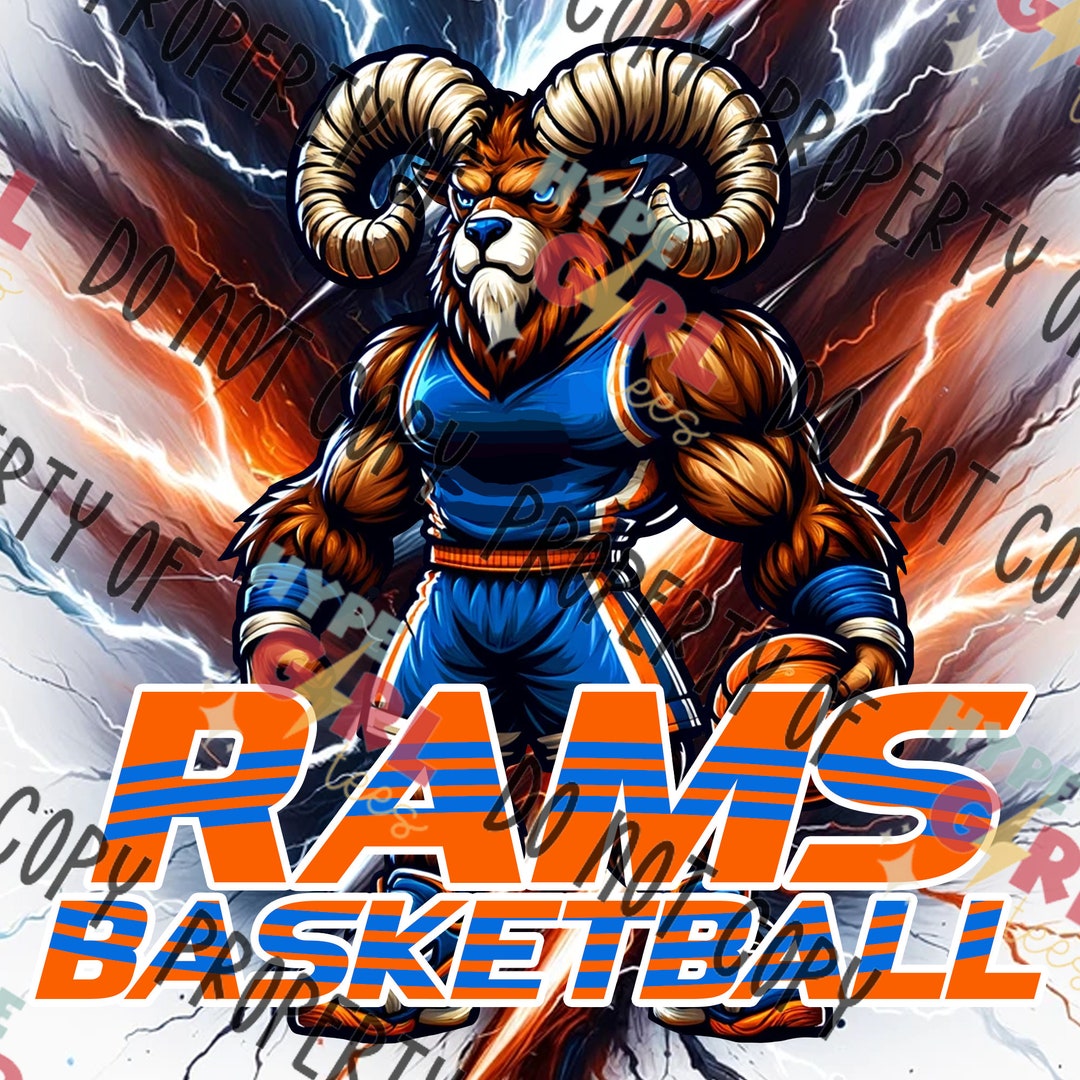 Rams Basketball Mascot PNG, Digital File. Rams Logo. Blue & Orange ...