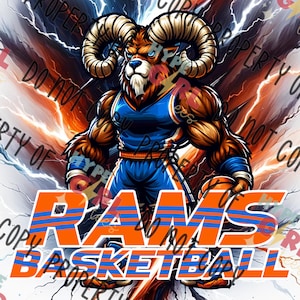 Rams Basketball Mascot PNG, Digital File. Rams Logo. Blue & Orange Variation. Other Color ...