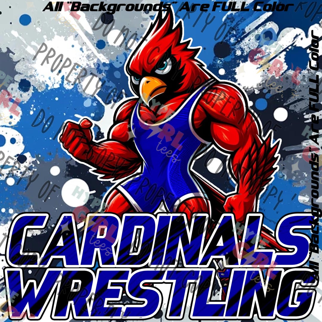 Cardinals Wrestling Mascot PNG, Digital File. Red & Blue Variation ...