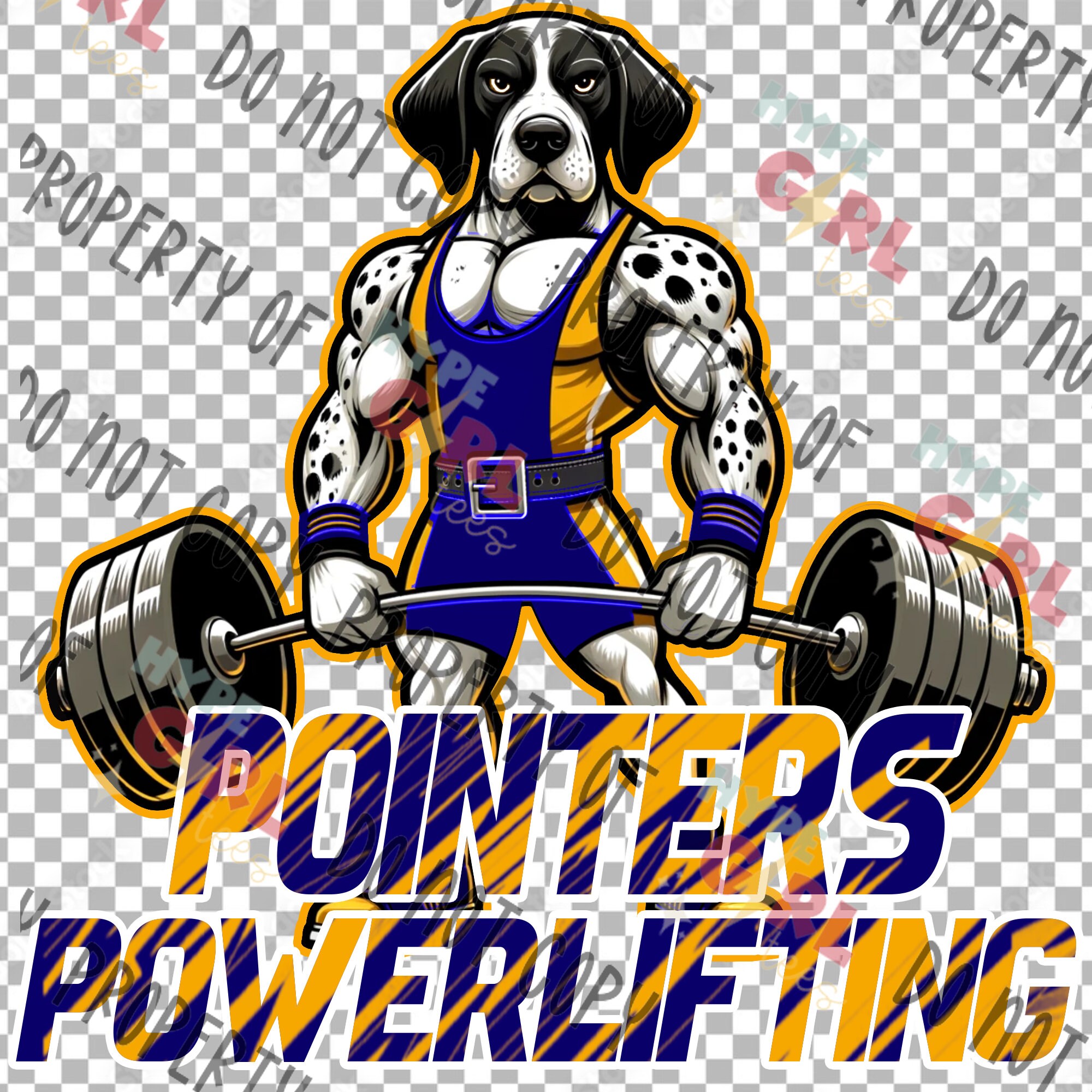 Dog Powerlifting Mascot PNG, Digital File. Navy & Gold Variation. Other Color Available See Our ...