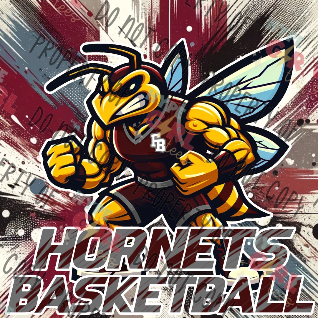Hornets Basketball Design PNG Digital File. Maroon & Silver Variation ...