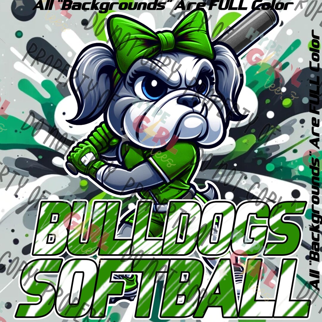 Lady Bulldogs Softball Design PNG Digital File. Green & White Version ...