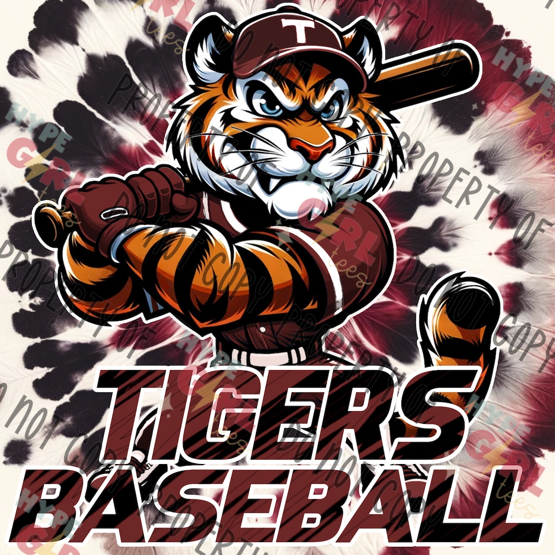 Tigers Baseball / Softball Mascot PNG Digital File. Maroon & White ...