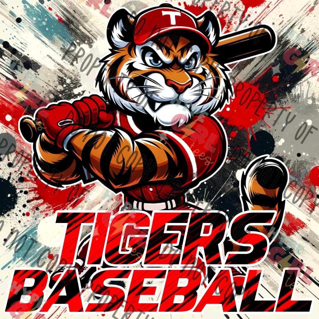 Tigers Baseball / Softball Mascot PNG Digital File. Red & White, Other ...