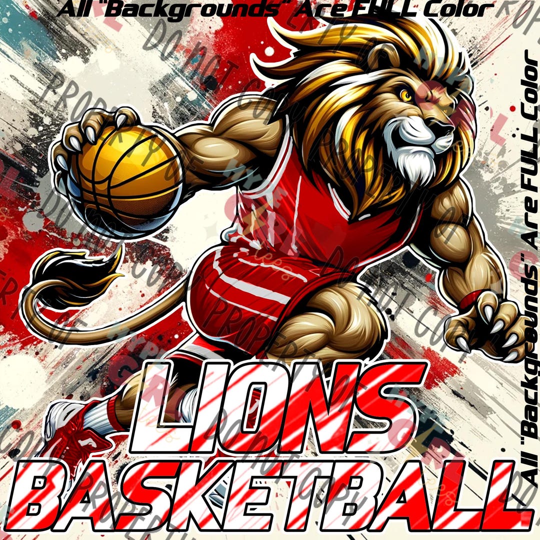 Lions Basketball Design PNG, Digital File. Red & White Variation. Other ...