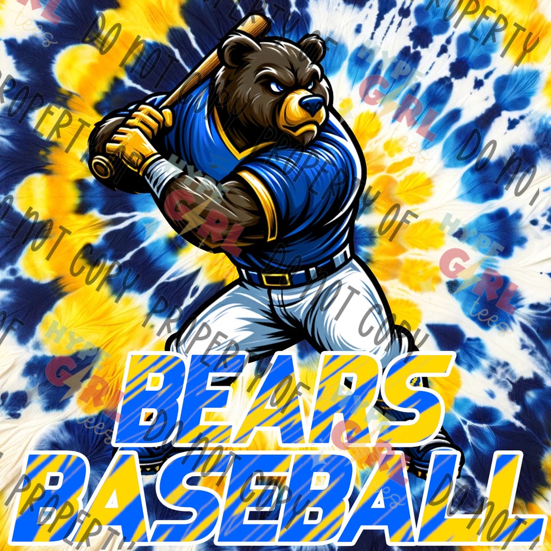 Bears Baseball Mascot PNG Digital File. Blue & Yellow Variant. OTHER ...