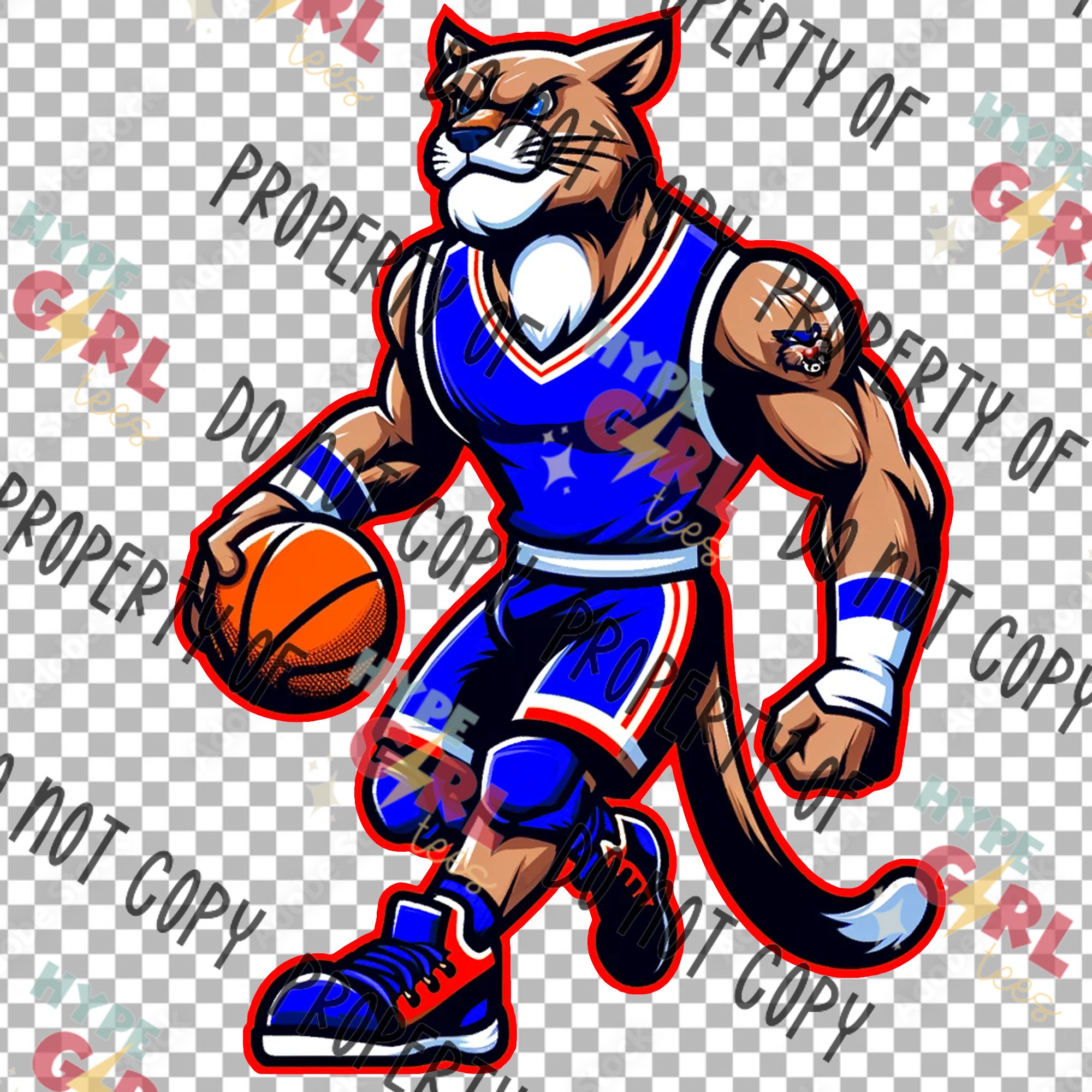 Cougars Basketball Mascot PNG. Blue & Red Variation. Other Color ...