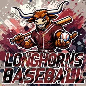 Longhorns Baseball / Softball Mascot PNG Digital File. Purple & Gold ...