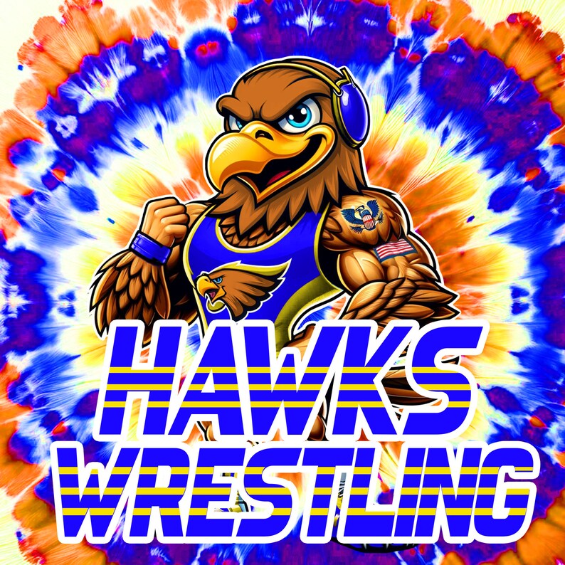 Hawks Wrestling Mascot PNG Digital File. Hawks Logo. Blue & - Etsy