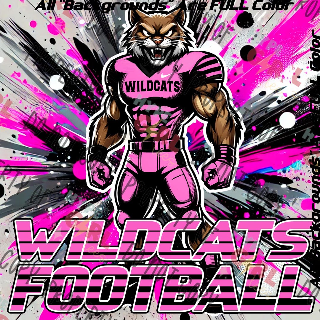 Wildcats / Bobcats Breast Cancer Awareness Football Design PNG. Pink ...