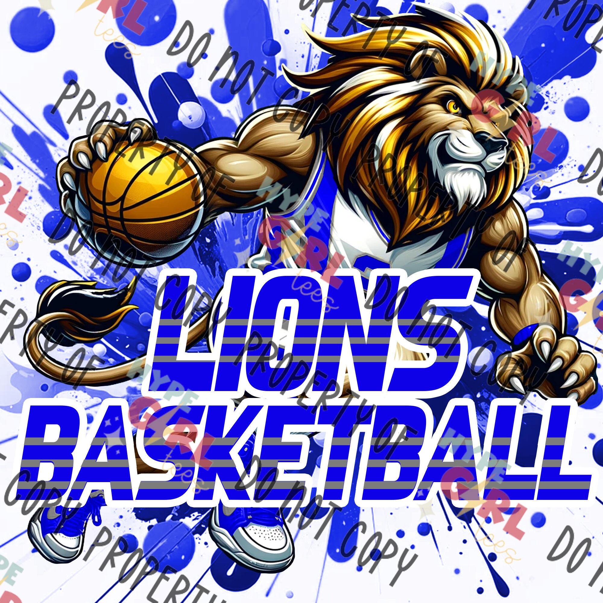 Lions Basketball Mascot PNG, Digital File. Lion Logo. Blue & Grey ...