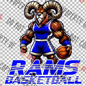 Rams Basketball Mascot PNG, Digital File. Rams Logo. Blue & White ...